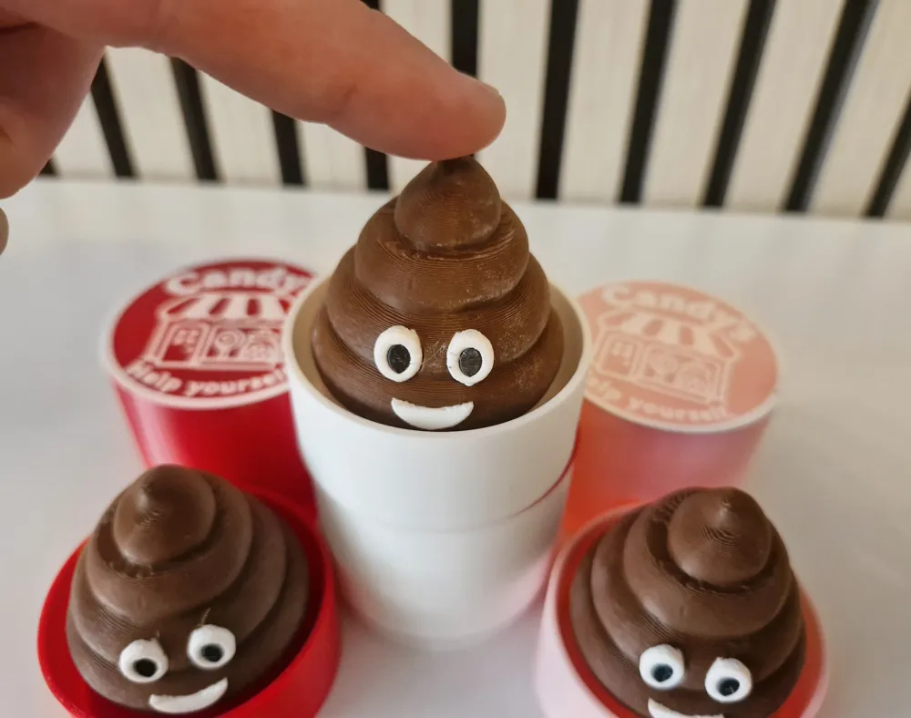 Prank Candy Tub Poop Emoji Clicky Fidget - Free 3D Print Model - MakerWorld
