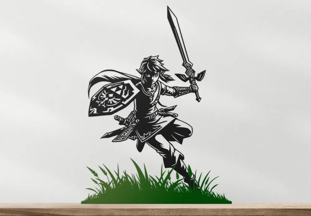 Link Zelda Detailed 2D Silhouette Wall Art Stand by BluB - MakerWorld