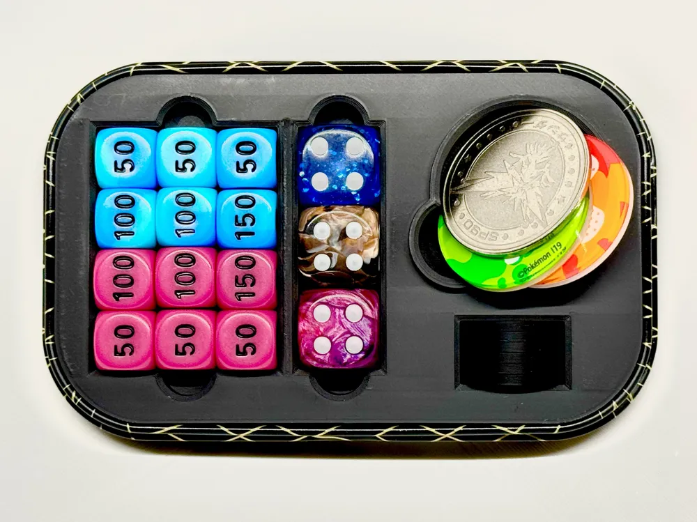 Mini Tin Insert - 3 Small Coins, 6 Tokens, Dice - Free 3D Print Model ...