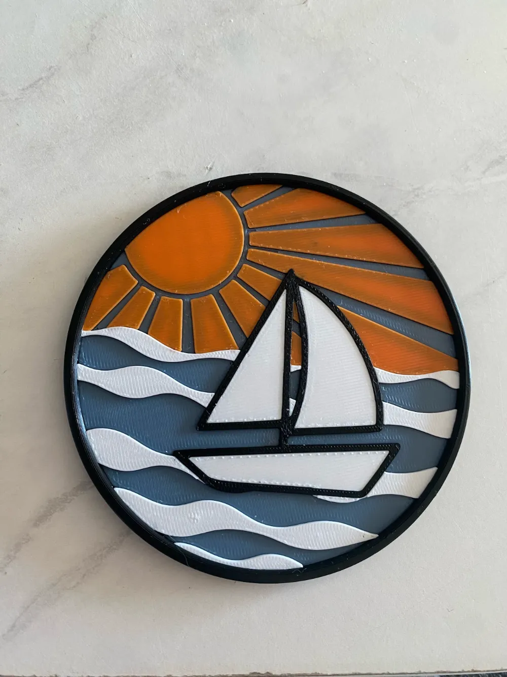 Sunset Sailboat Coaster by Parmajon3 MakerWorld: Download Free 3D Models