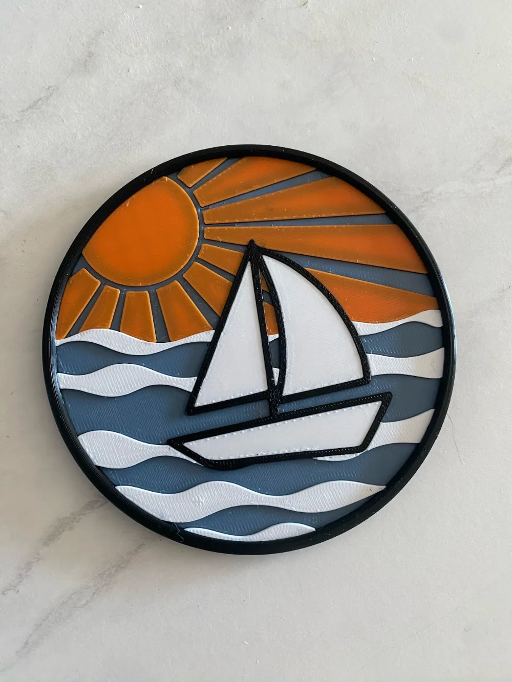 Sunset Sailboat Coaster by Parmajon3 MakerWorld: Download Free 3D Models