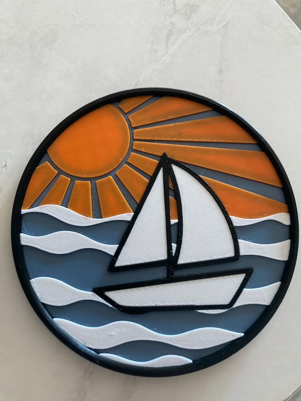 Sunset Sailboat Coaster by Parmajon3 MakerWorld: Download Free 3D Models