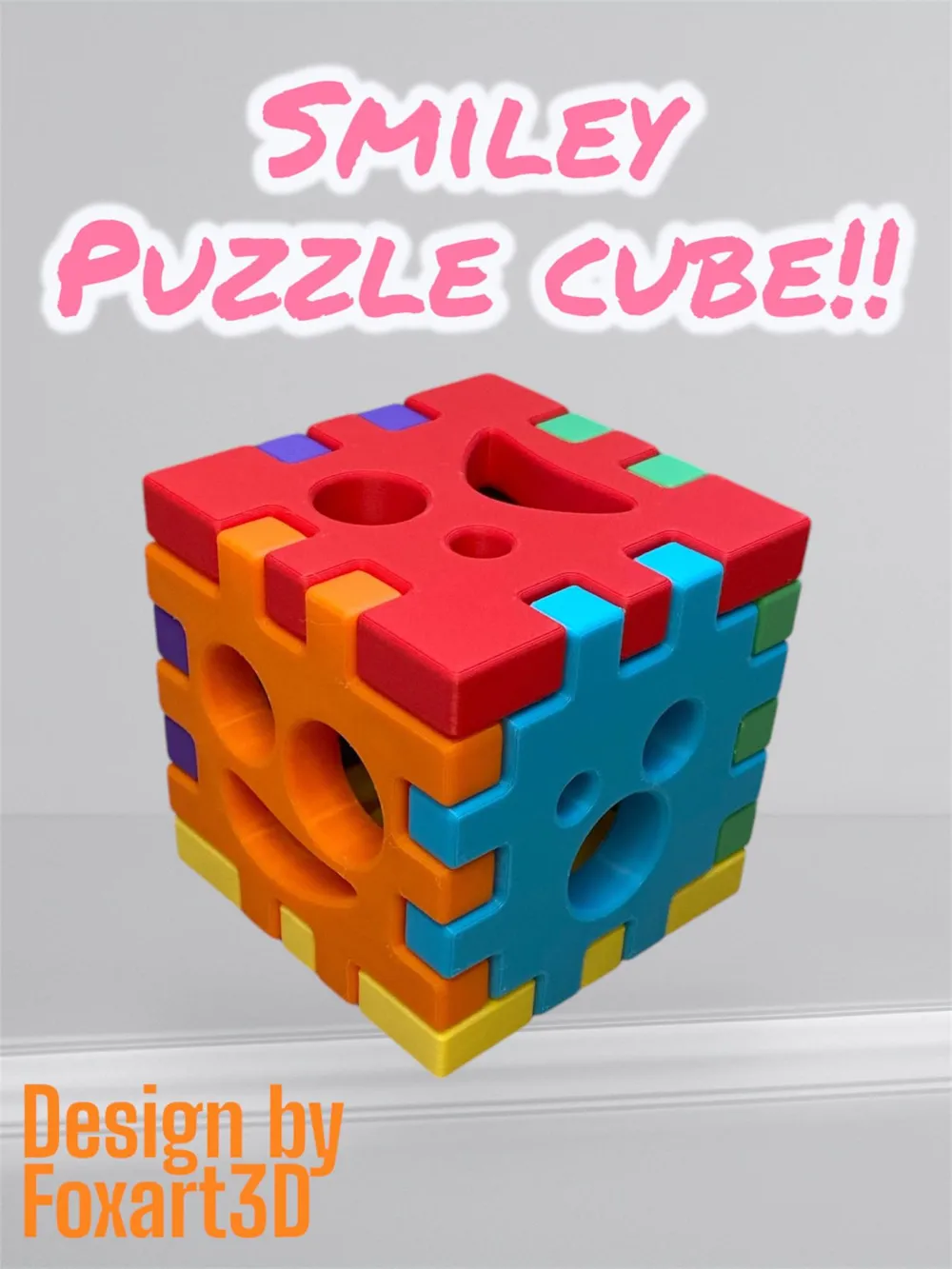 Smiley Puzzle Cube: A Colorful Puzzle! by Foxart3DMakerWorld: Download ...