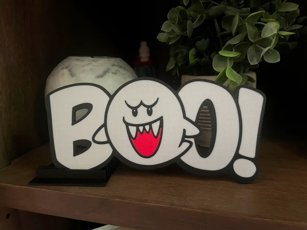 Mario Boo Sign / 3 color / Stand / Halloween / - Free 3D Print Model ...