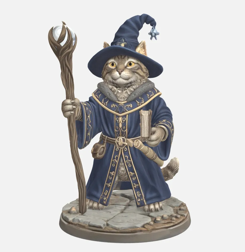 Whisker the Wizard – Cat Mage RPG Miniature - Free 3D Print Model ...