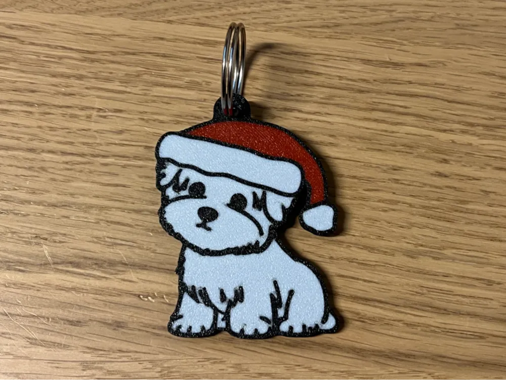 Cute Maltese dog keychain - Christmas Edition by 3Dingo MakerWorld ...