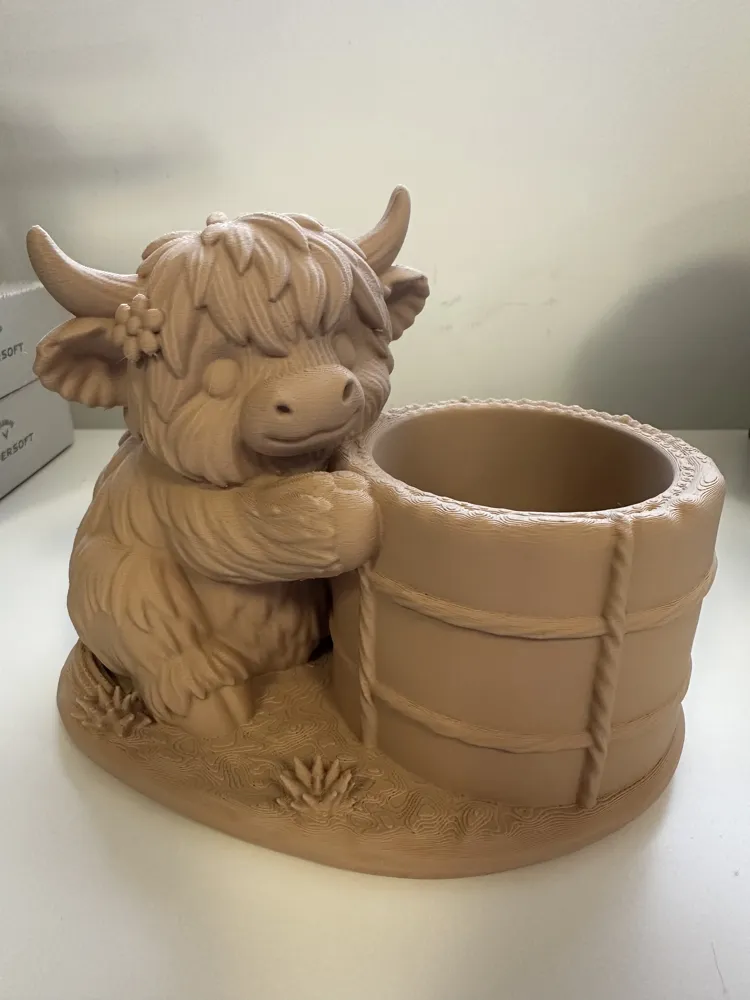 Cute Highland Cow Desk Organizer - Free 3D Print Model - MakerWorld