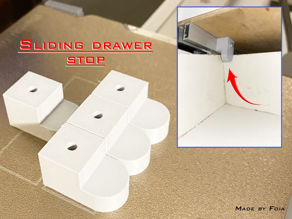 Sliding drawer stop - Free 3D Print Model - MakerWorld