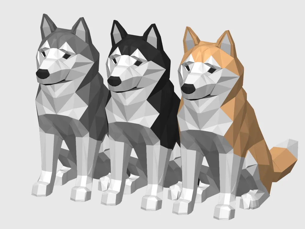Low Poly Husky Hund – Kostenloses 3D-Druckmodell – MakerWorld