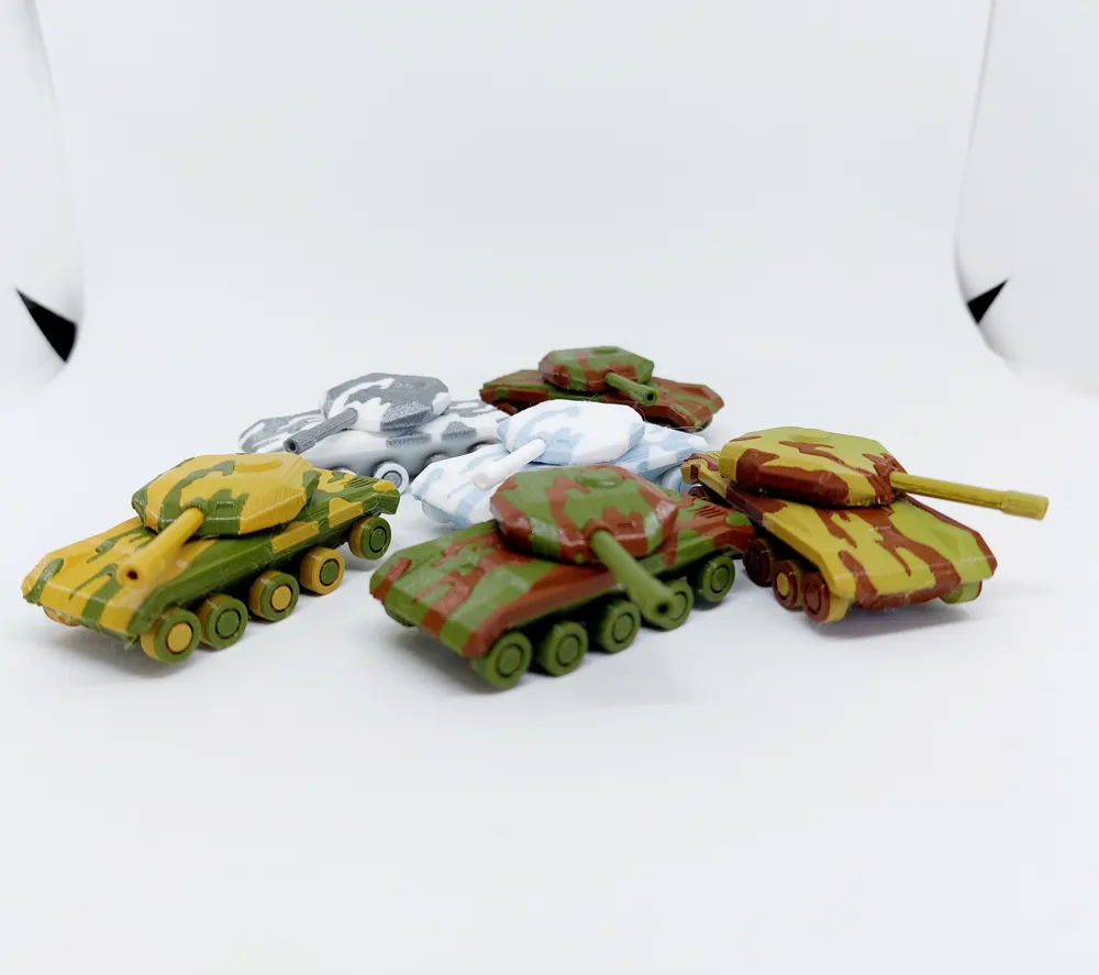 Multicolor tank toy - Print in Place Remixed by Waikikiprod - MakerWorld