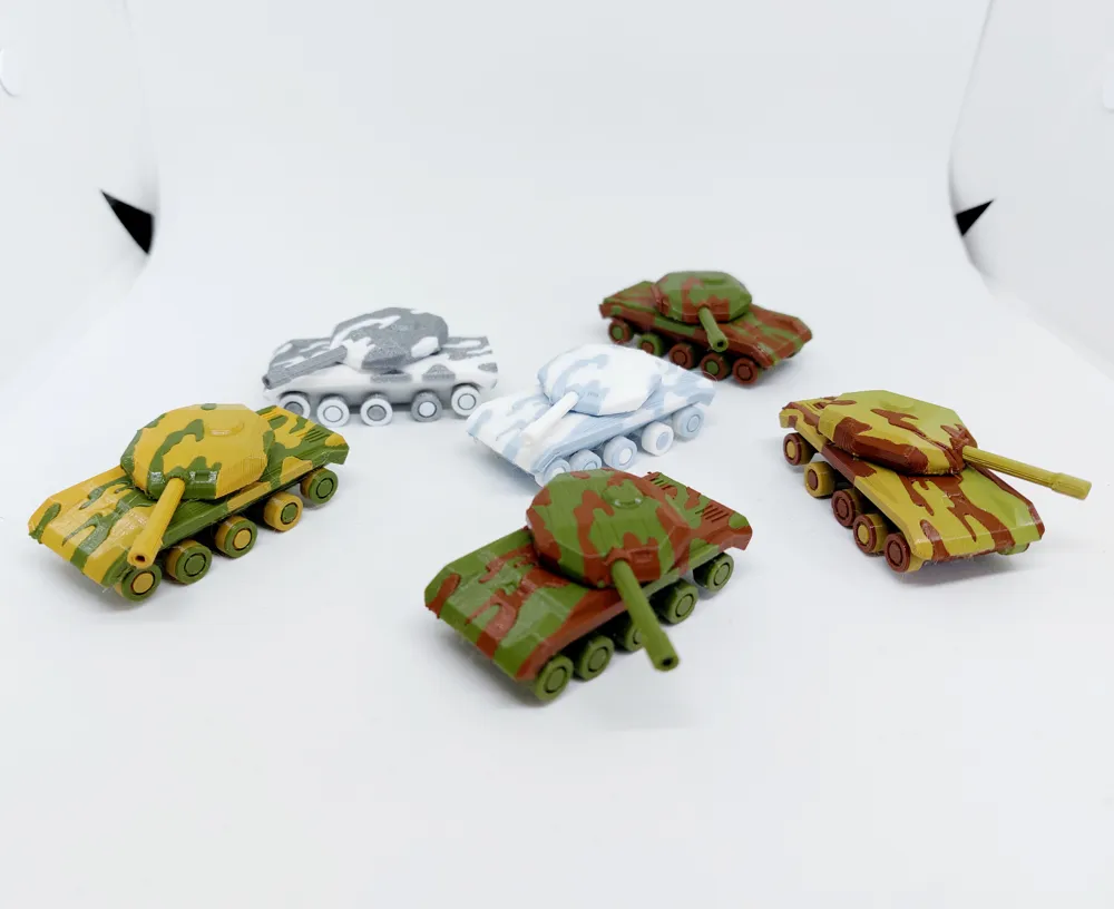 Multicolor tank toy - Print in Place Remixed by Waikikiprod - MakerWorld