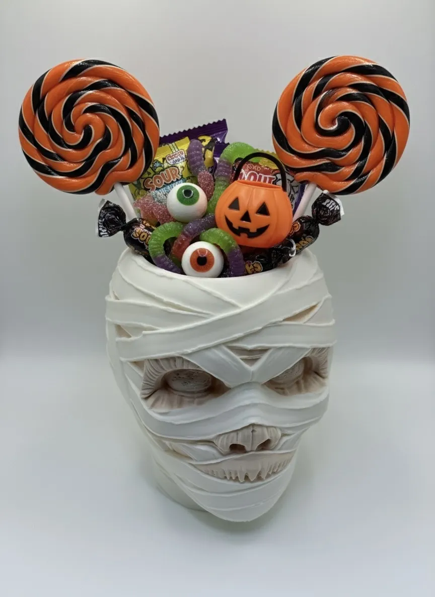 Mummy Head – Halloween Candy Bowl - Free 3D Print Model - MakerWorld