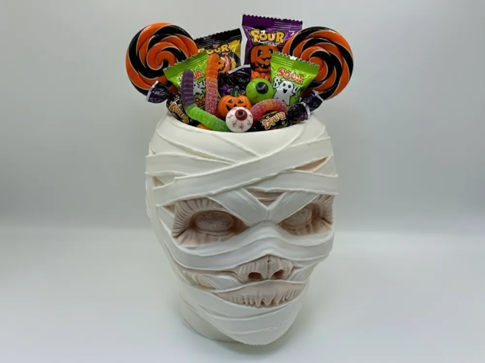 Mummy Head – Halloween Candy Bowl - Free 3D Print Model - MakerWorld