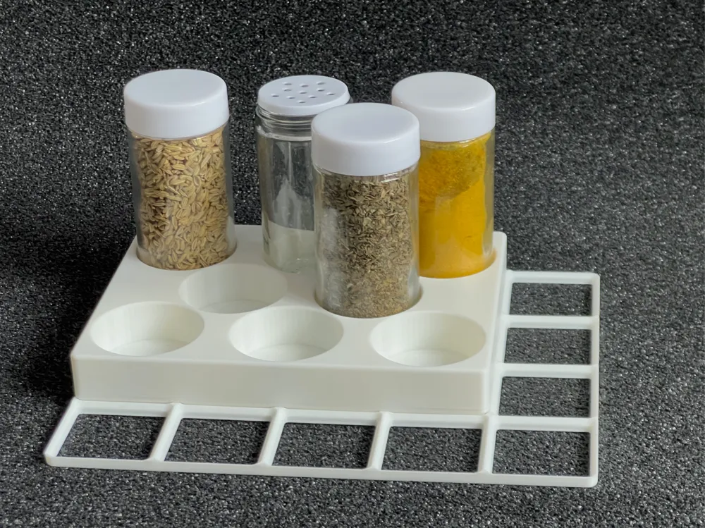 Gridfinity Spice Rack for 8x 44mm Glass Spice jars by SY3D MakerWorld ...