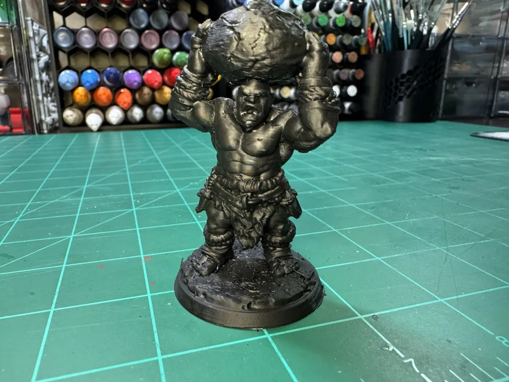 Hill Giant with bolder: DnD D&D Pathfinder Mini - Free 3D Print Model ...