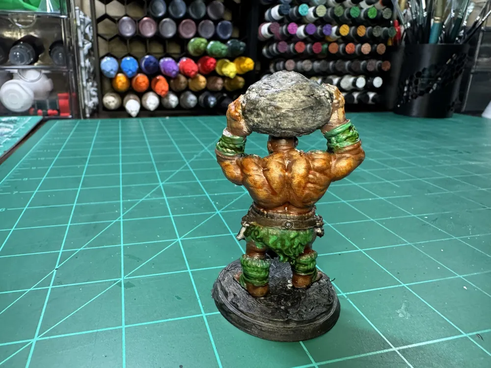 Hill Giant with bolder: DnD D&D Pathfinder Mini - Free 3D Print Model ...