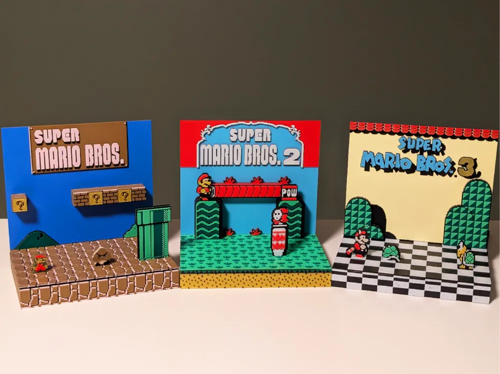 Super Mario Bros. 1 - 3 Nes Trilogy Diorama by LayeredPixels by Tomas ...