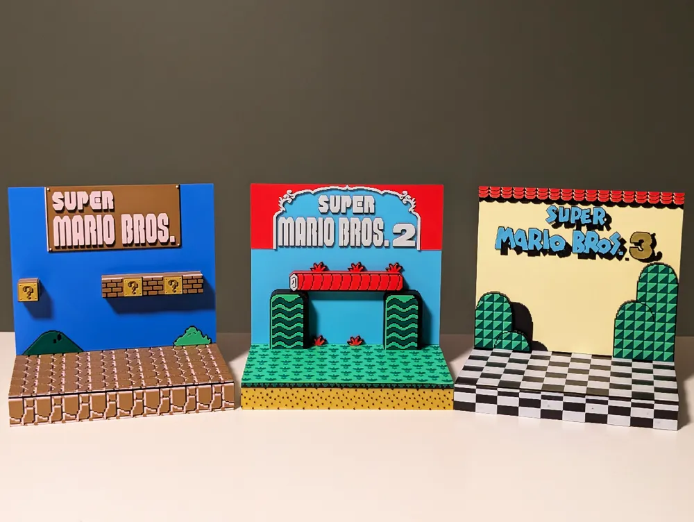 Super Mario Bros. 1 - 3 Nes Trilogy Diorama by LayeredPixels by Tomas ...