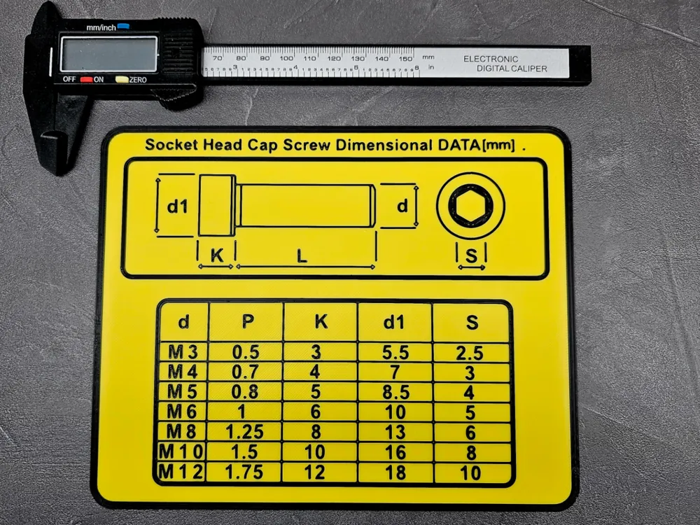 Socket head cap screw metric chart by dei.alessandro95 - MakerWorld