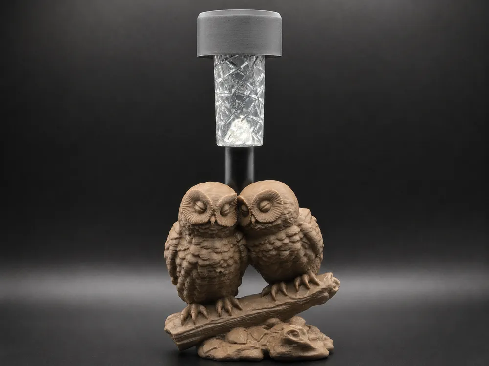 Cuddling Owls Solar Light Holder - Free 3D Print Model - MakerWorld