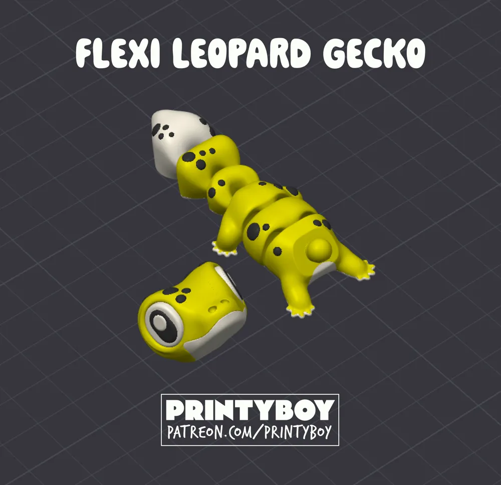 Printyboy - Flexi Leopard Gecko - Free 3D Print Model - MakerWorld