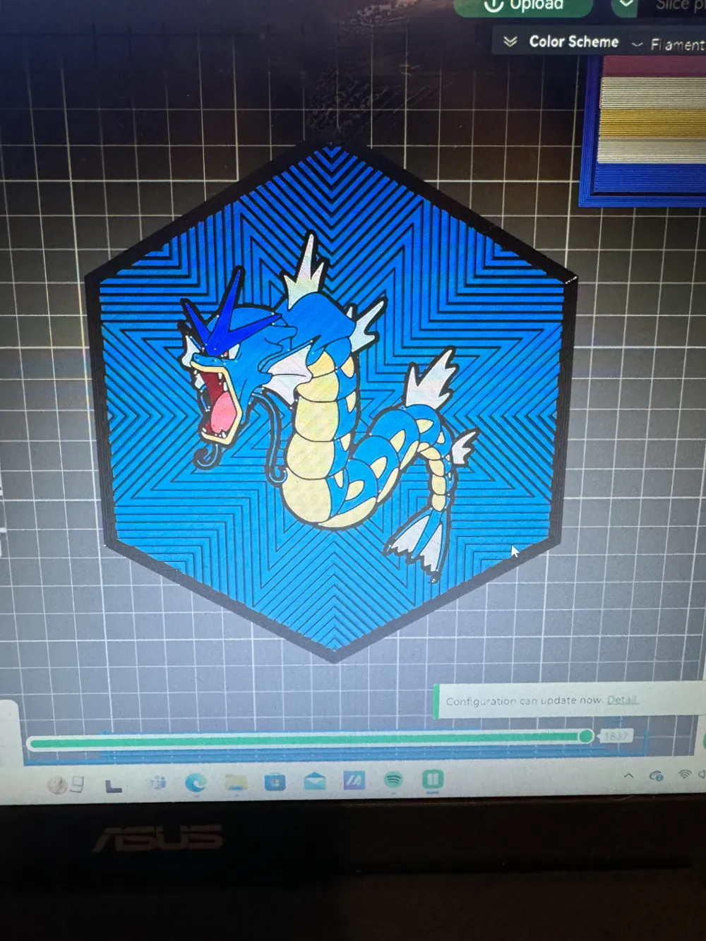 #130 Gyarados Hex Wall Art by Laced Up Prints - MakerWorld