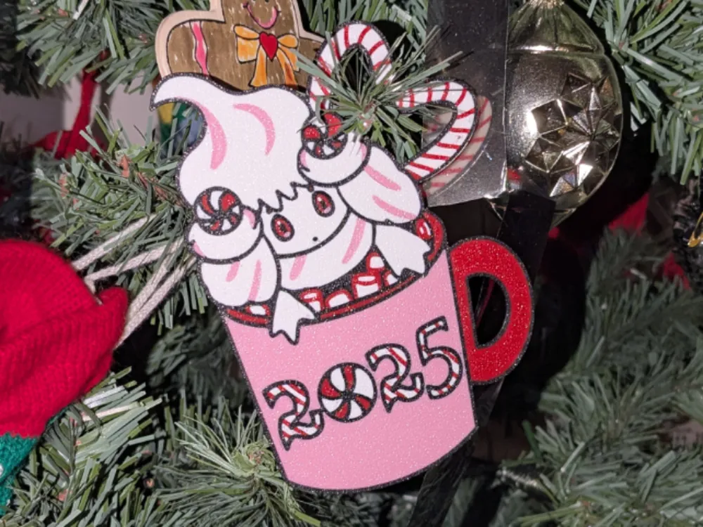 2025 holiday ornament alcremie pokemon hot cocoa by Kat Dicker MakerWorld: Download Free 3D Models