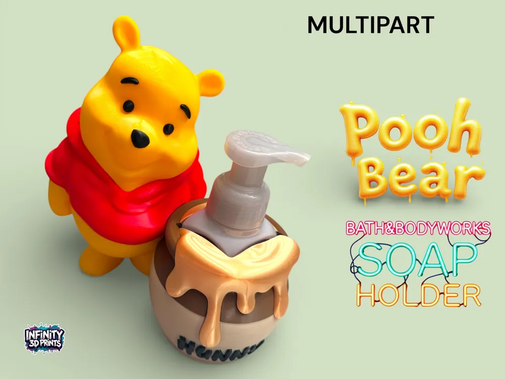 MULTIPART - POOH & HUNNY POT - BATH AND BODYWORKS - Free 3D Print Model ...