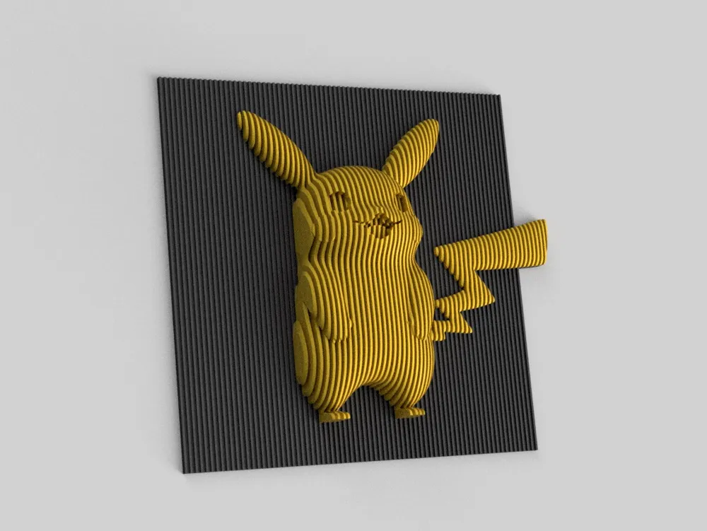 Pikachu Layered Sculpture by damiro MakerWorld: Download Free 3D Models