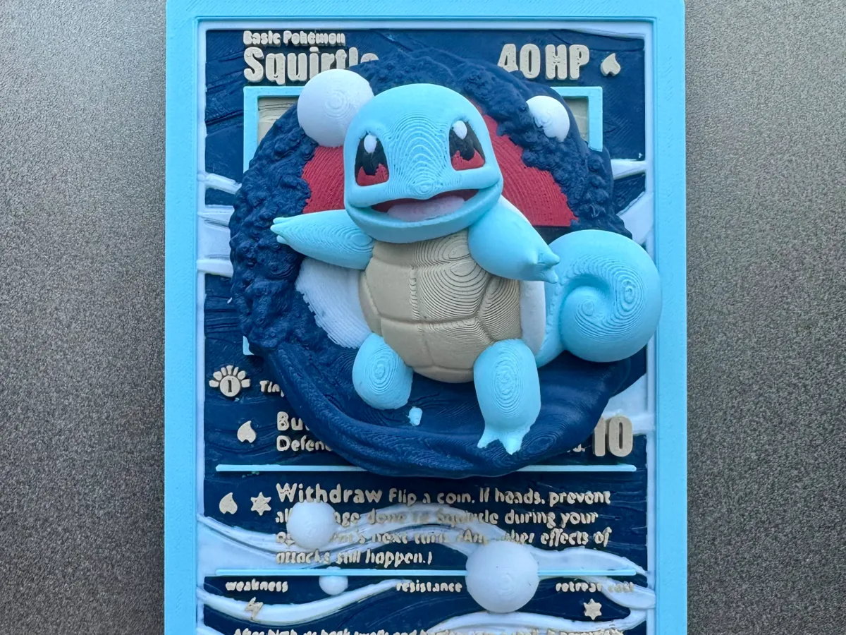 Squirtle 3D Printable Pokemon Card; Variation 2 - Free 3D Print Model ...