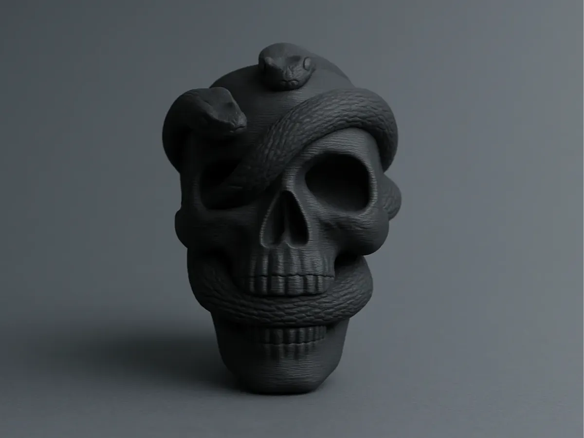 Skull Entwined by Two Snakes - Free 3D Print Model - MakerWorld