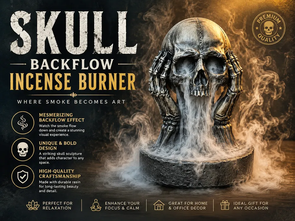 Skull Backflow Incense Burner | Smoke Effect - Free 3D Print Model ...