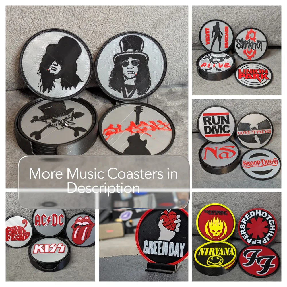 Band Logo - 3D Stackable Coaster Set C - Free 3D Print Model - MakerWorld