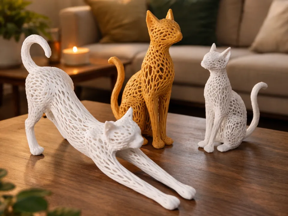 Voronoi Cat – Modern Decorative Figure - Free 3D Print Model - MakerWorld