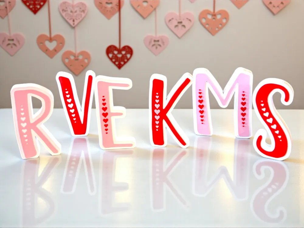 Hearts & Letters Valentine Alphabet Set - Free 3D Print Model - MakerWorld