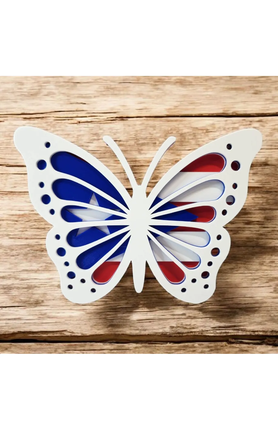 Butterfly Wall Art Plaque - Puerto Rico Flag - Free 3D Print Model ...