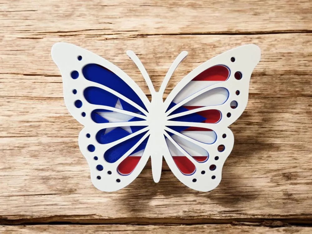 Butterfly Wall Art Plaque - Puerto Rico Flag - Free 3D Print Model ...