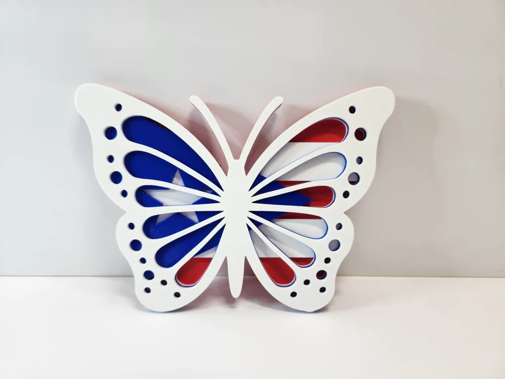 Butterfly Wall Art Plaque - Puerto Rico Flag - Free 3D Print Model ...