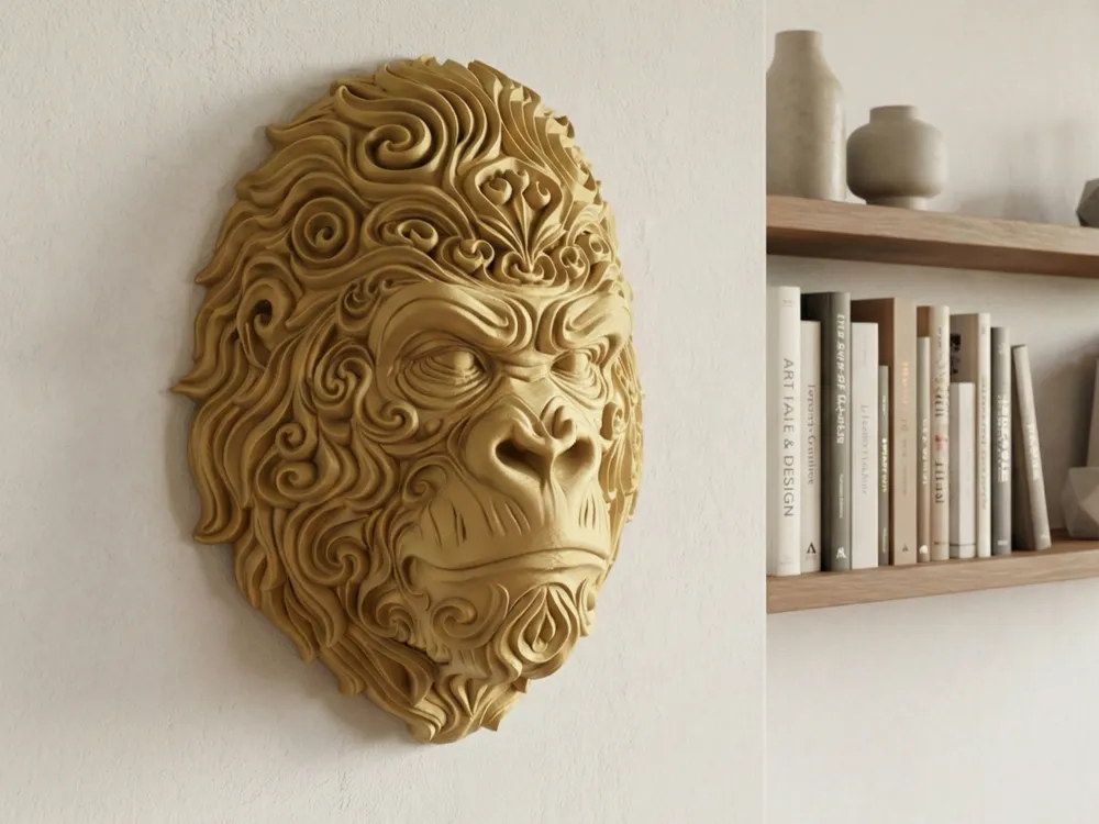 Ornamental Gorilla Wall Head - Free 3D Print Model - MakerWorld