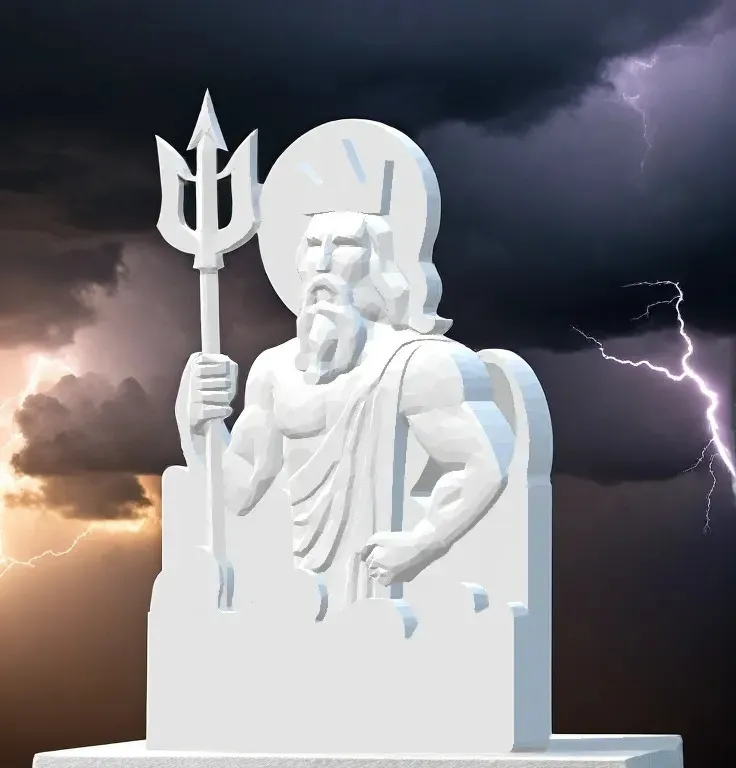 Poseidon Book End with Trident - Free 3D Print Model - MakerWorld