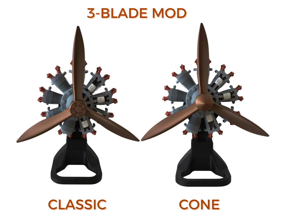 3-Blade Mod for motorized 9 cylinder radial engine - Free 3D Print ...