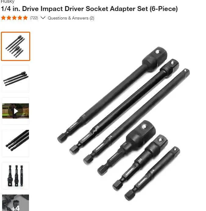 Husky 1/4 in. Drive Impact Driver Socket Adapter Set holder by ...