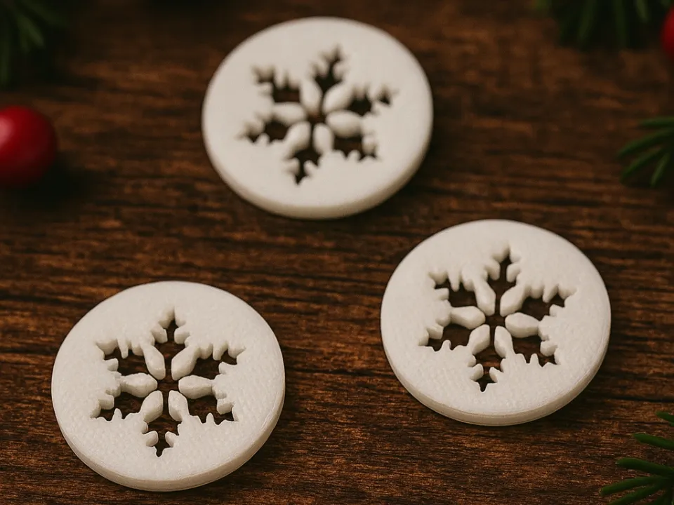 Snowflake Shopping Token/1-Euro Size/Shopping Chip - Free 3D Print ...