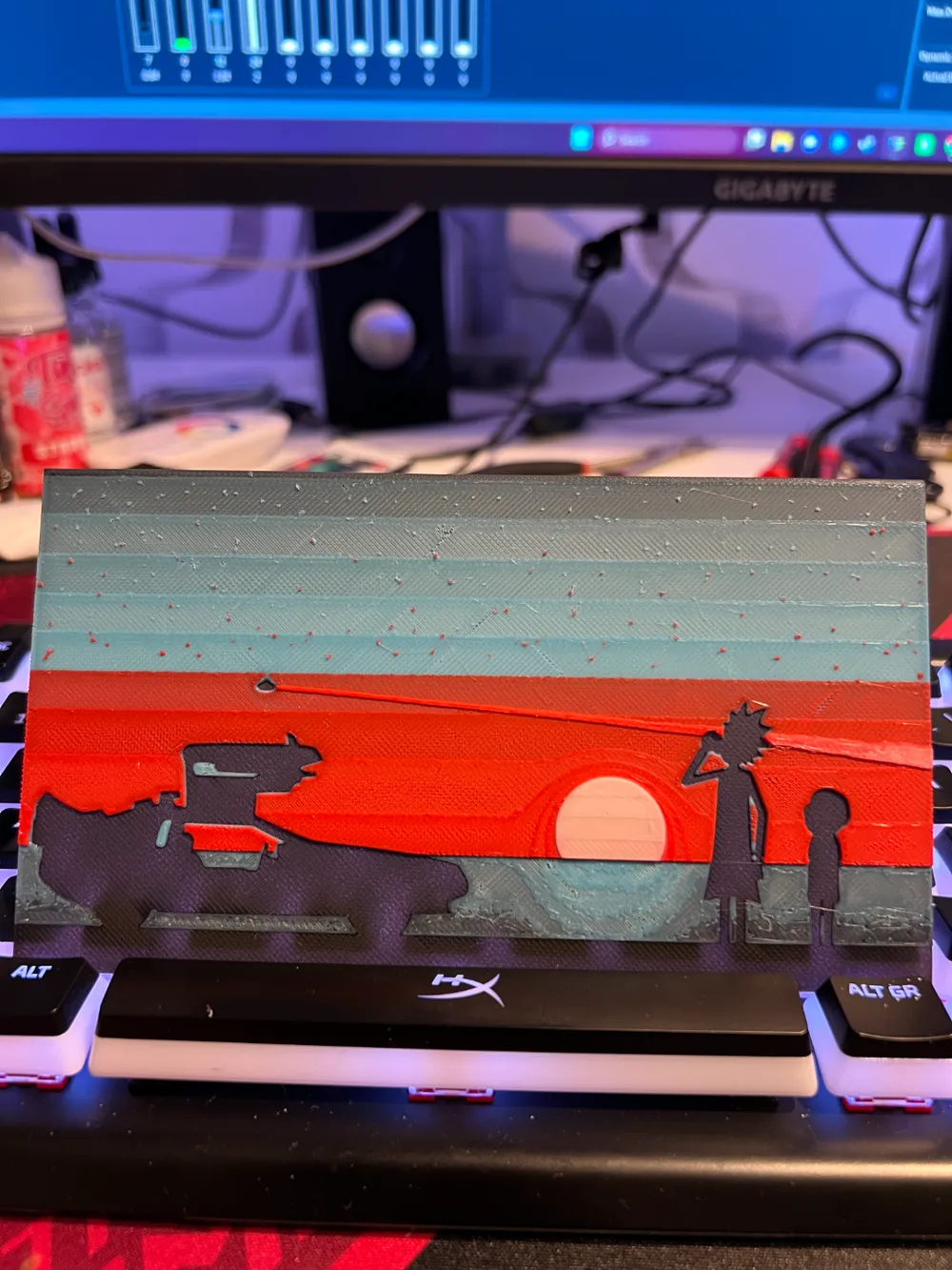 Rick & Morty sunset Hueforge by bobbanski - MakerWorld