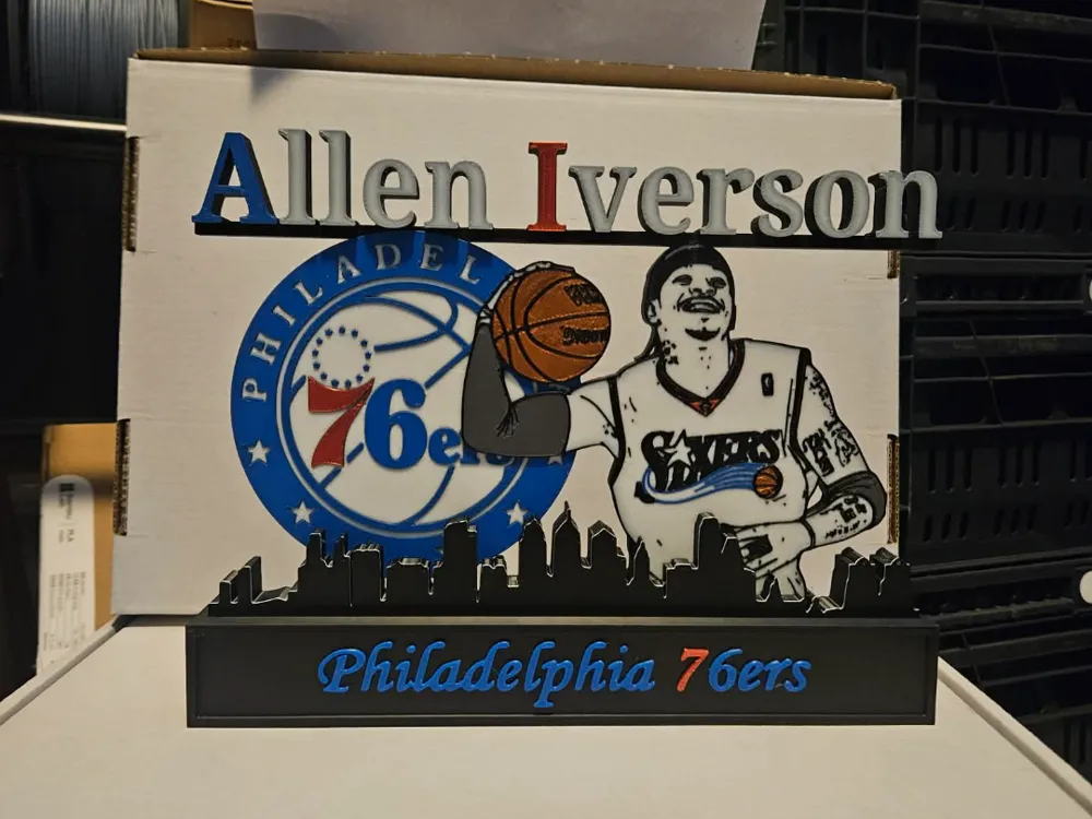 NBA - Philadelphia 76ers Allen Iverson display - Free 3D Print Model ...