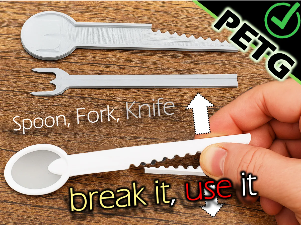 Travel Cutlery - break it use it - Free 3D Print Model - MakerWorld