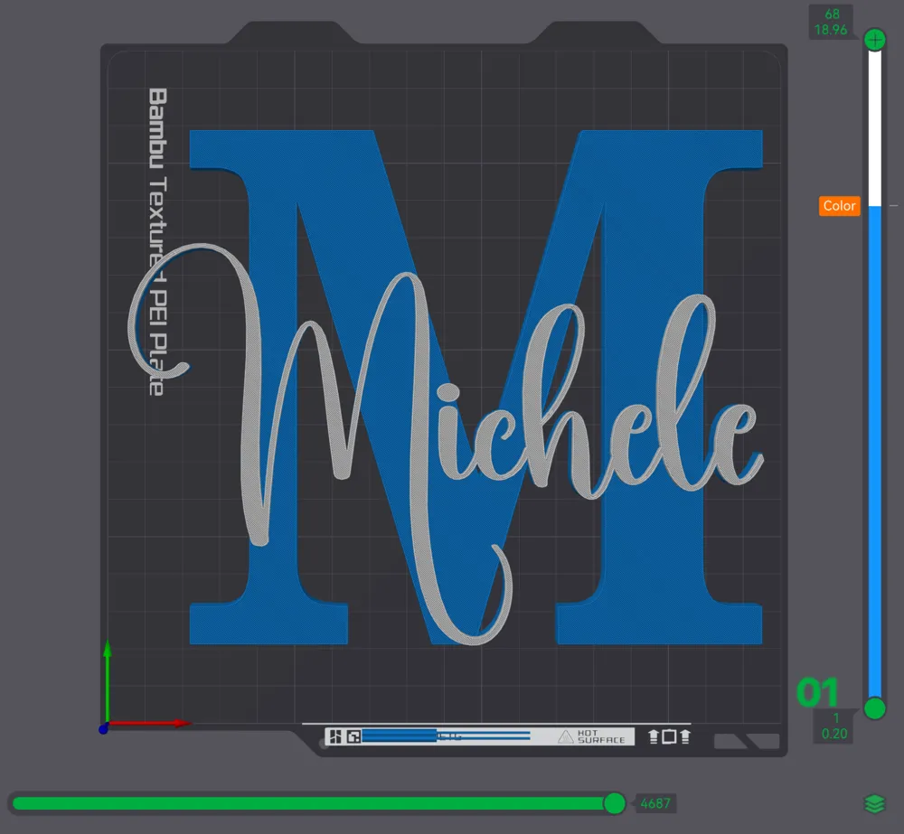 MICHELE name sign ornament nameplate initial - Free 3D Print Model ...