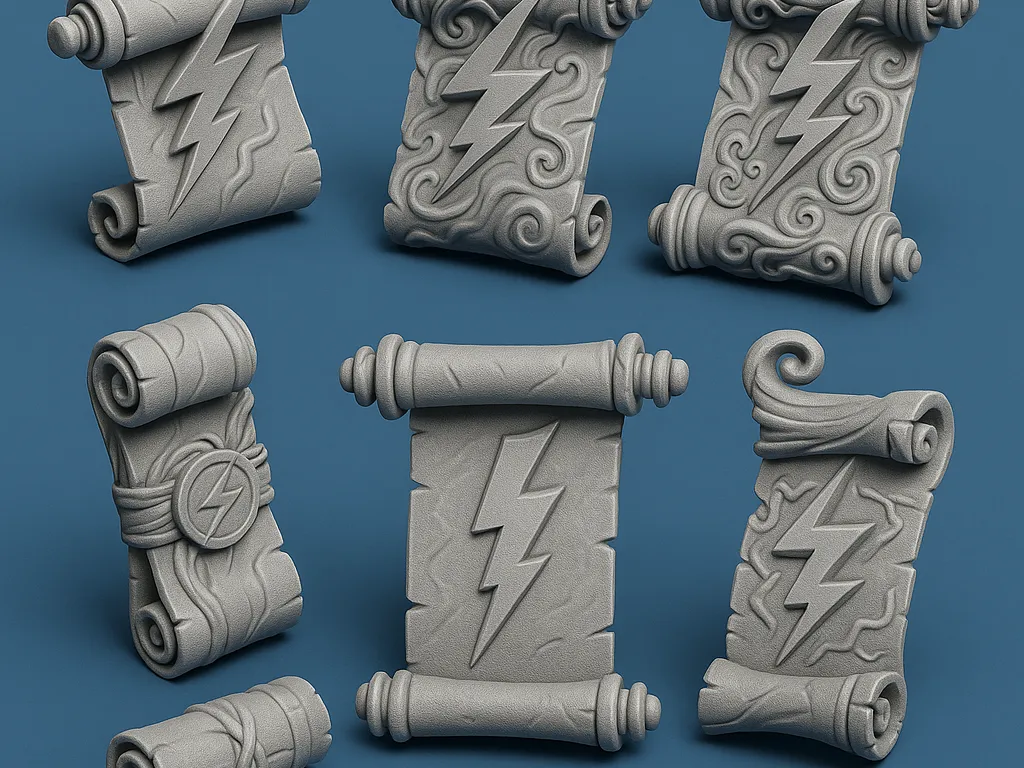 Lightning Spell Scrolls Pack - Free 3D Print Model - MakerWorld