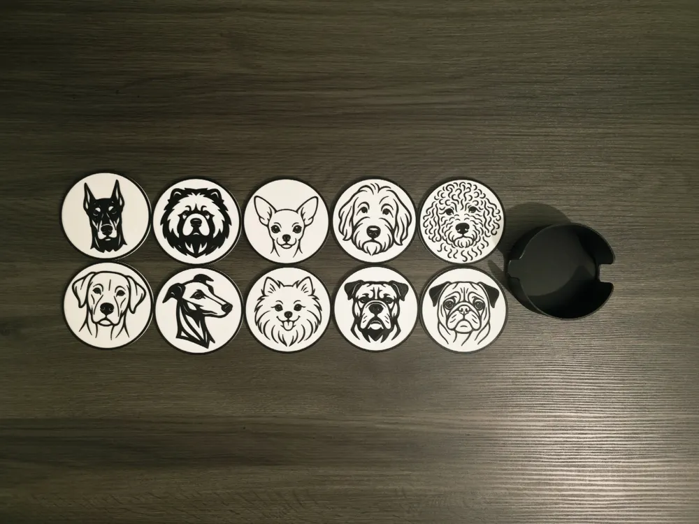 Customizable Dog Breed Coasters – NO AMS Needed - Free 3D Print Model ...