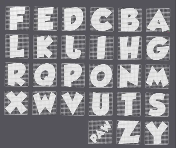 Paw Patrol Font Type 1 A-Z - Uppercase (facedown) by eric272 MakerWorld ...